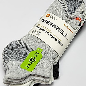 Merrell -womens Performance Hiker Casual Sock, Grey White Mix (Low Cut Tab), Small US