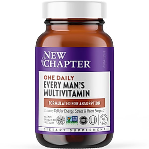 New Chapter Men's Multivitamin for Immune, Stress, Heart + Energy Support with Fermented Nutrients - Every Man's One Daily, Made with Organic Vegetables & Herbs, Non-GMO, Gluten Free - 96 ct