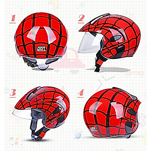 Kids Cool Helmet 4-12 Years Old Boys Girls Motorcycle Half Helmet Retro Go-Kart Jet-Helmet Scooter Cruiser Moped for Youth Personality Children's Helmet Applicable to Summer DOT Approved-A||46-56CM
