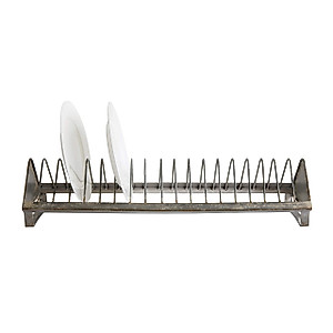 Creative Co-Op Rustic Farmhouse Metal Dish Rack with 18 Slots, Zinc Finish
