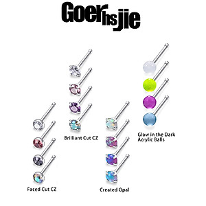 Goerhsjie Nose Studs Nose Rings Nose Ring Nose Piercings Nose Rings Studs Nose Rings for Women Nose Piercing Jewelry Nose Stud Surgical Steel Nose Ring Nose Piercing Nose Studs for Women Nose Jewelry