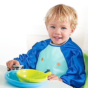 R HORSE 5Pcs Long Sleeved Bib for Babies Toddlers Waterproof Sleeved Bib with Crumb Capacity Pocket Animals Baby Bib Infants Feeding Bibs with Fox Penguin Pattern for Baby Shower Age 6-36 months