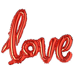 40 Inch Large Love Foil Balloons Banner, Material for Wedding Bridal Shower Anniversary Engagement Party Decorations Supplies (Red)
