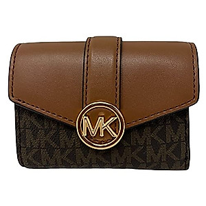 Michael Kors Carmen Women's Medium Bifold Wallet Flap Brown Signature Logo