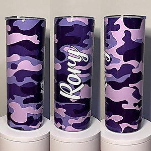 Sungalaxy Camo Skinny Tumbler, Straight Skinny Tumbler with Name, Vacuum Insulated Tumbler with Lid and Straw, Coffee Mug Travel Mug, Gift for Men Father (20 oz)