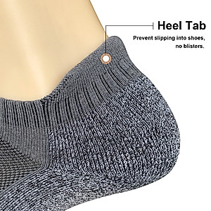 PHETAUM Women's Ankle Athletic Extra Cushion Running Socks, Size 6-9, Dark Gray, 6 Pairs