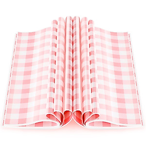 150 Pcs Wax Paper Sheets for Food Deli Papers Pink Checkered Sandwiches Paper Greaseproof Disposable Wrapping Paper for Sandwich Picnic Basket Liner Easter Birthday Baby Shower Party Supplies
