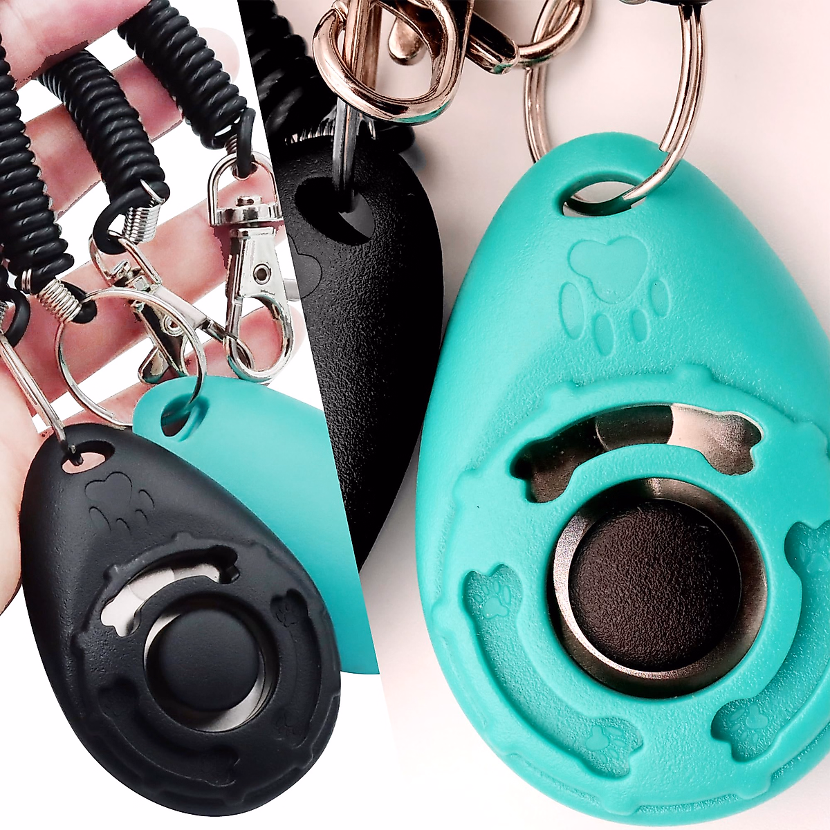 HoAoOo Pet Training Clicker with Wrist Strap - Dog Training Clickers (New Red + Bluegreen)