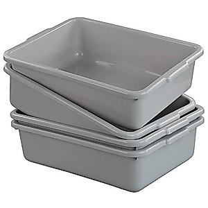 Wekioger Small Commercial Bus Tubs, Grey Bus Box/Wash Basin, 14.85" x 10.8" x 4.1"(4 Packs)