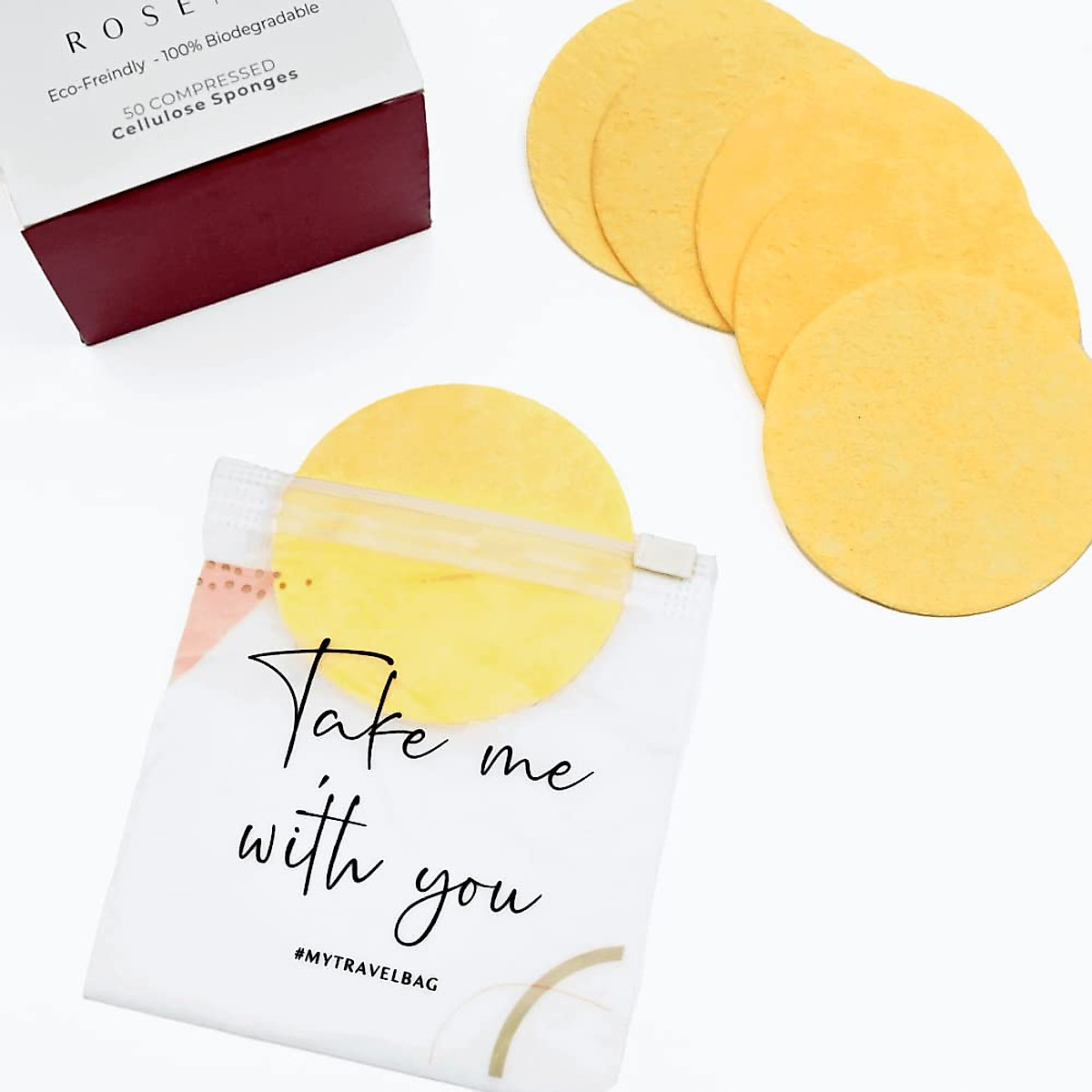 Facial Sponges - 50 Count Compressed Cellulose Face Cleansing and Exfoliating Sponges, Reusable Makeup Mask Remover, Round Face Cleaning Sponge Pads