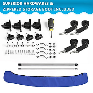 Naviskin Pacific Blue 4 Bow 8'L x 54" H x 91"-96" W Bimini Top Cover includes Mounting Hardwares,Storage Boot with 1 Inch Aluminum Frame