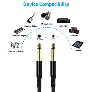 Itramax 1/4 inch TRS Audio Cable 10 FT,Straight 6.35mm Male Jack Balanced Stereo Cord,6.35 Instrument Interconnect Wire for Electric Guitar,Bass,Keyboard,Mixer,Monitor,Amplifier/Amp,Speaker Studio
