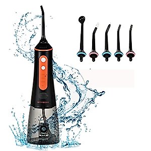 Water Flosser Cordless Teeth Cleaner, Portable Rechargeable IPX7 Waterproof Water Flossers for Teeth with 4 Modes 5 Jet Tips, Dental Oral Irrigator for Home & Travel - 300ML Detachable Water Tank.