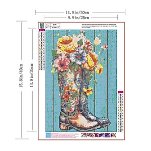 ZQEATRY Diamond Art Paintings Kits for Adults,DIY Boot Flower Diamond Art Kits for Adults Beginner, 5D Round Full Drill Diamond Dots Gem Art Crafts for Home Wall Decor 12x16inch