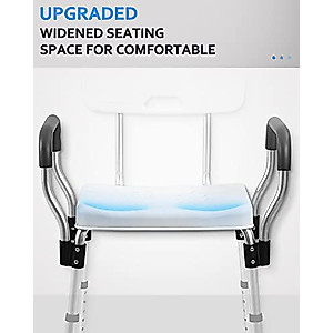 Sangohe Shower Chair for Inside Shower, Heavy Duty Shower Seat with Back, Shower Chair for Bathtub with Arms for Handicap, Shower Seats for Elderly with Bath Ball and Wall-Mount Handle, 796C-B