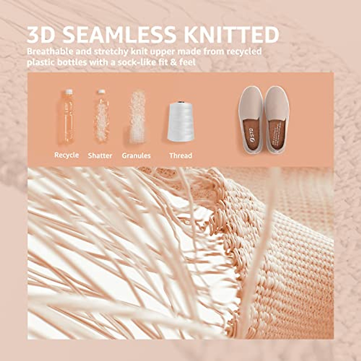 STQ Slip on Sneakers for Women Comfortable Loafers Breathable Knit Casual Tennis Skate Shoes Sand 7 US