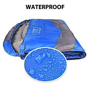 Gold Armour Sleeping Bags for Adults Kids Boys Girls Backpacking Hiking Camping, Cold Warm Weather 4 Seasons, Indoor Outdoor Use, Lightweight & Waterproof, Left Zipper (Blue & Gray)