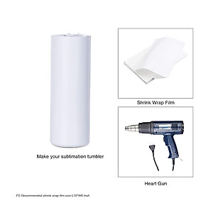 PYD Life 2 PCS Sublimation Blanks Skinny Tumbler White 20 OZ Straight Double Wall Stainless Steel Cups with Metal Straw for Tumbler Heat Press Machine Printing