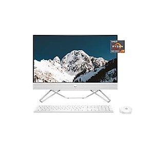 HP 27” All-in-One Desktop PC, AMD Ryzen 7 5700U, 12 GB RAM, 256 GB SSD & 1 TB Hard Drive, Full HD IPS Display, Windows 11 Pro, 720p Privacy Webcam, Dual Mics, Keyboard and Mouse (27-CB0052, 2022)