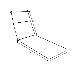 Pillow Perfect Paisley Indoor/Outdoor Split Back Chaise Lounge Cushion with Ties, Plush Fiber Fill, Weather, and Fade Resistant, 72.5" x 21", Blue/Multi Ummi,