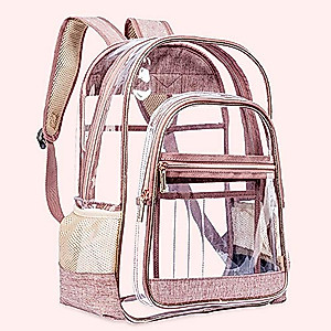 TRIEtree Clear Backpack, Heavy Duty Clear Bookbag Transparent Backpacks for Adults with Reinforced Straps See