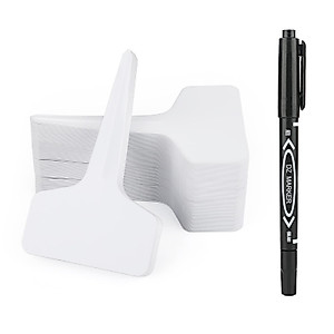 KINGLAKE GARDEN Plant Labels 200PCS 4 Inch Plastic Plant Name Tags Garden Labels Markers T-Type Garden Tags for Indoor Outdoor Plants with Permanent Marking Pen