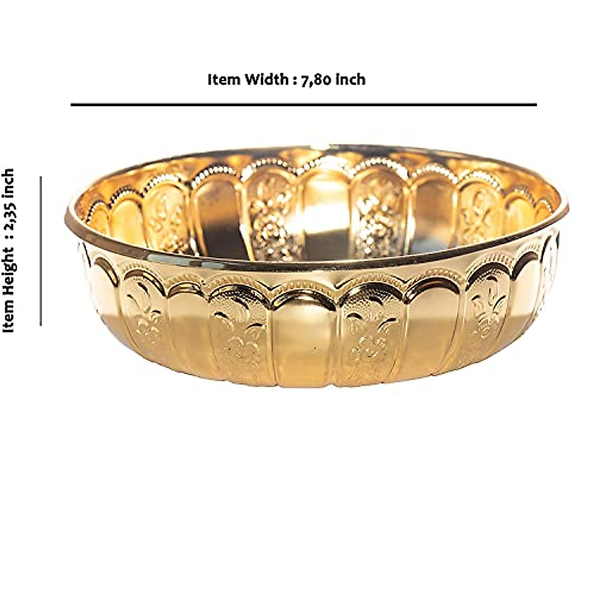 Alisveristime Turkish Authentic Copper Bath Bowl & Hammam Bowl (Gold)