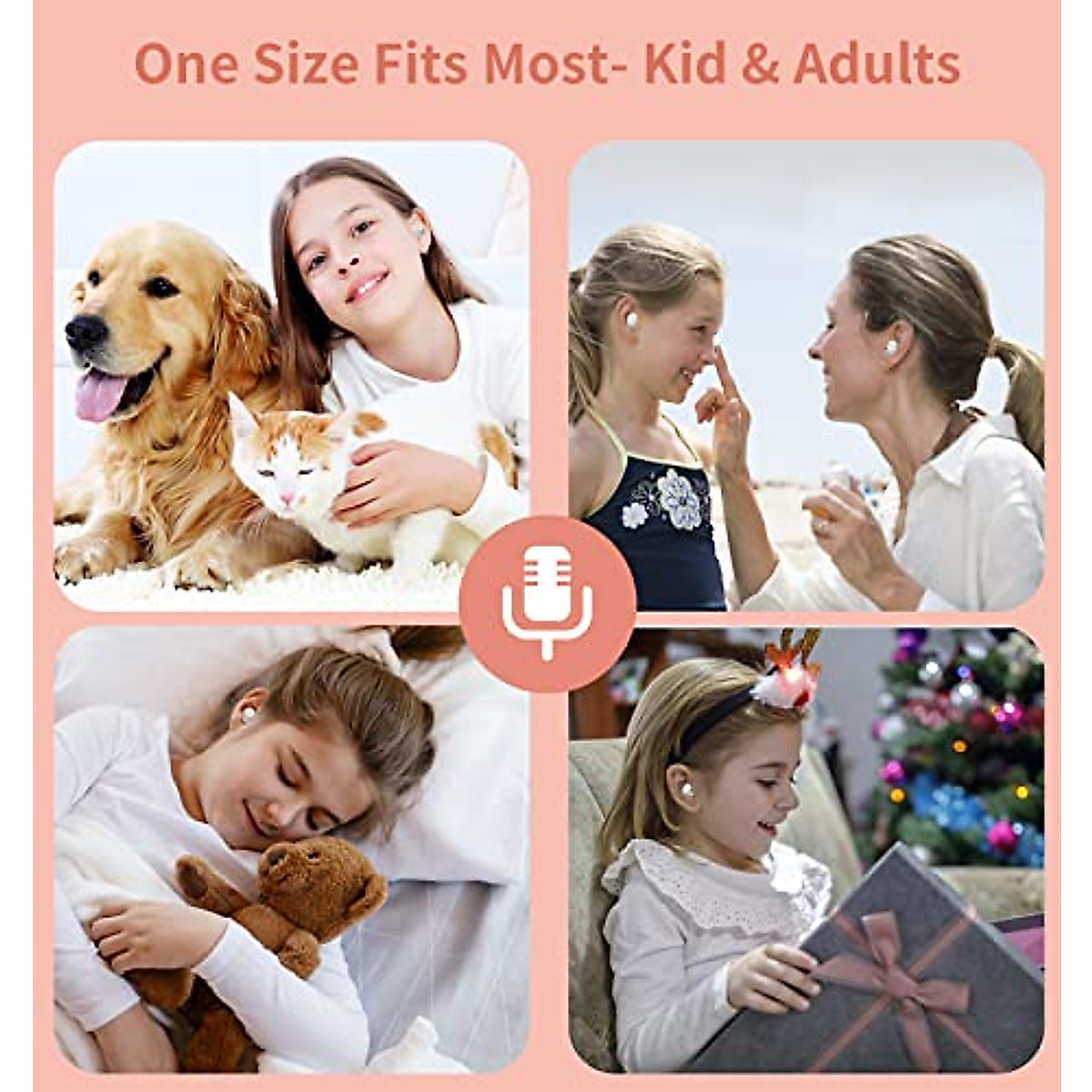 AMAFACE Pink Wireless Earbuds, Sport Bluetooth Earbuds with Microphone - Touch Control, Single/Twin Mode, Noice Cancelling for Kids Adult Small Ears(with 3 Ear Tips)