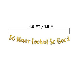 80 Never Looked So Good Gold Glitter Banner - 80th Birthday Party Decorations