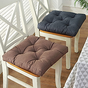 Chair Cushions for Dining Chairs Thick Soft Non Slip Seat Cushions Linen Washable Reversible Square Comfortable Office Chair Pads 20" x 20" (Coffee)