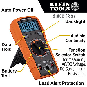 Klein Tools MM325 Multimeter, Digital Manual-Ranging 600V AC/DC Voltage Tester, Tests Batteries, Current, Resistance, Diodes, and Continuity