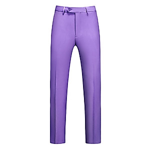 Mens Dress Pants Slim Fit Tuxedo Trousers for Business Dance Prom Wedding Size 34 Lilac