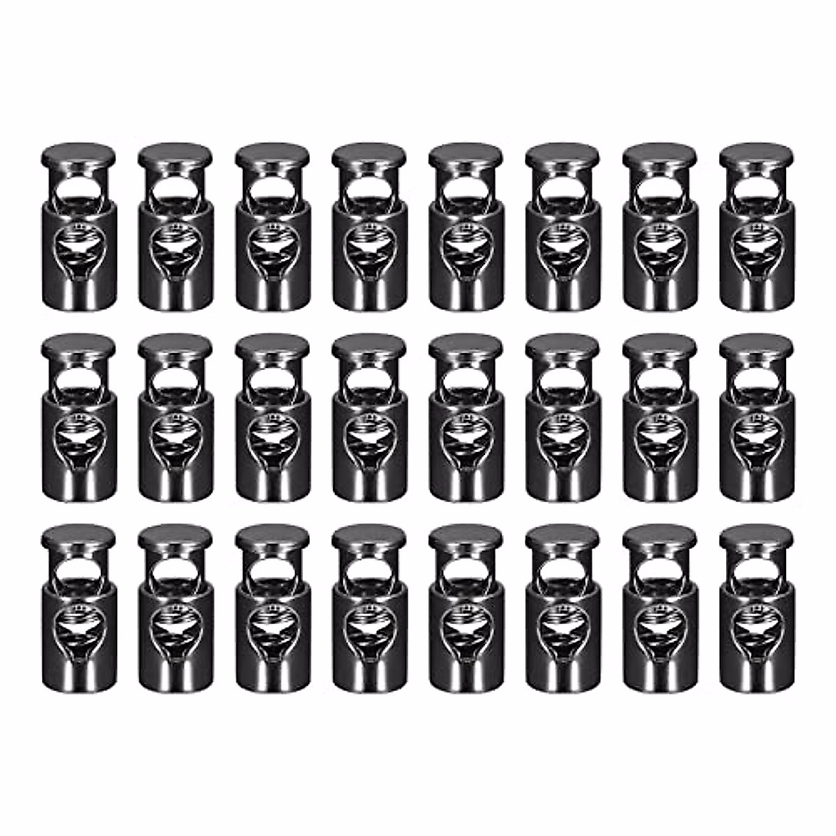 uxcell 24pcs Metal Cord Locks, 6mm Single Hole Spring Stopper Fastener Slider Toggles End for Drawstrings Bags Backpacks Clothing Lanyard, Black