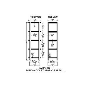 Pomona 48 in. Tall Metal and Solid Wood Storage Floor Shelf with Nylon Floor Levelers & Durable Lacquer Finish in Natural Solid Wood Look, Perfect for Rustic Industrial Home Decor