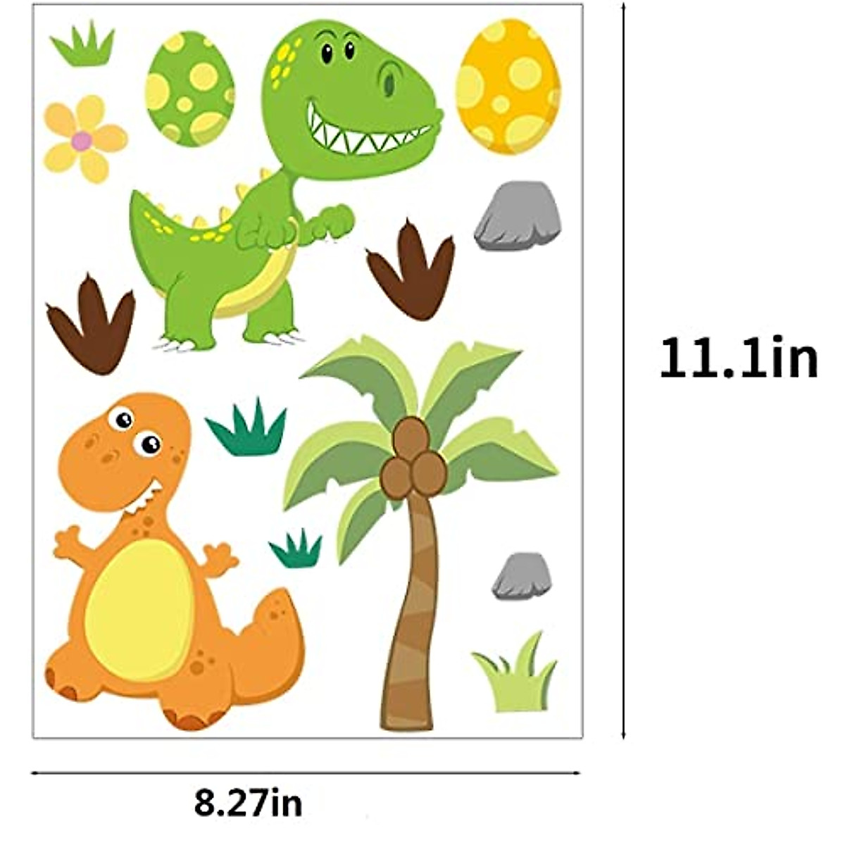 CCINEE 85 PCS Dinosaur Window Cling Decals for Kids,Assorted Cute Dinosaur Foot Print Eggs Window Sticker Decorations for Kids Toddlers