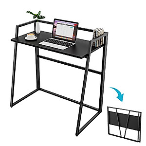 EUREKA ERGONOMIC Small Folding Desk No Assembly Required, 33" Study Desks Fold up Desk Laptop Working & Crafting Desk, Black