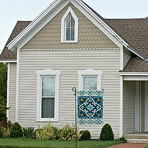 Spanish Tile Garden Flags Polyester Fabric Vertical Double Sided Printing Outdoor Welcome Banner Flag UV Protector Decoration for Home Yard Patio Lawn 12x18in