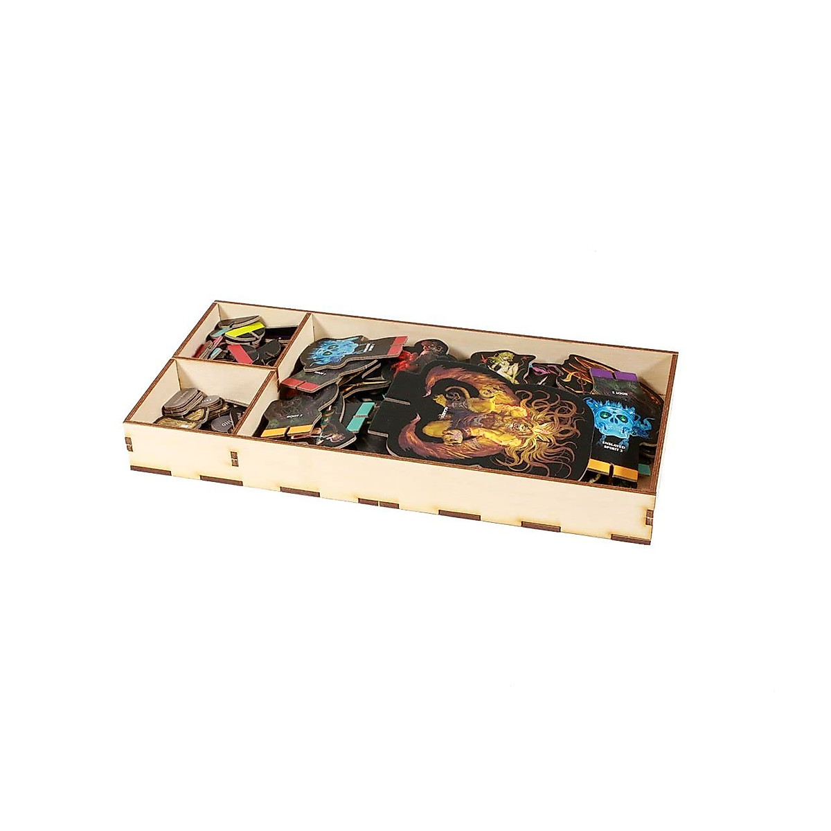 The Broken Token Game Organizer Compatible with Middara: Unintentional Malum - Act 1 - Wooden Game Organizing Box with Multiple Trays
