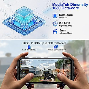 DOOGEE V30T 2023 5G Rugged Smartphone,20GB+256GB Smartphone,66W/10800mAh Battery Cellphone,120Hz 6.58"108MP Camera Rugged Phone Unlocked, Dual Speakers, Night Vision, IP68 Waterproof,NFC/OTG,T-Mobile