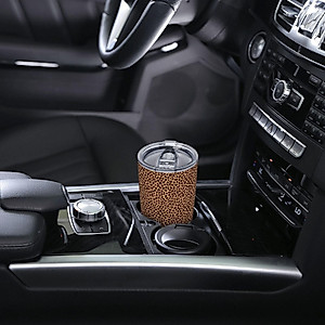 20oz Tumbler Classic Giraffe Print Double Wall Vacuum Insulated Coffee Mug with Lid and Metal Straw Brush Reusable Stainless Steel Water Bottle Travel Cup Gifts for Car Ice Drinks Hot Beverage