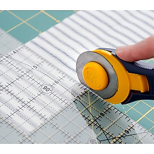 OLFA 45mm Quick-Change Rotary Cutter (RTY-2C/NBL) - Rotary Fabric Cutter w/ Blade Cover for Crafts, Sewing, Quilting, Replacement Blade: OLFA RB45-1 (Navy)