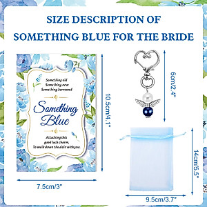 HOWAF Something Blue for Bride to Be on Wedding Gifts for Daughter - 1pcs Wedding Day Card 1pcs Angel Bouquet Garter Clip 1pcs Blue Organza Bag from Mom Dad Grandma Sister Friends