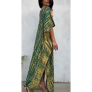 Wander Agio Skirt Long Dress Bikini Cover Up Beach Dresses for Women Robe Coverups Printing Dyeing Stripe Green Yellow 19