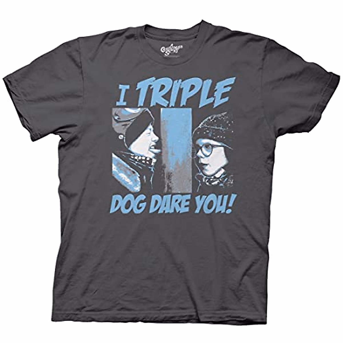 Ripple Junction A Christmas Story Adult Holiday T-Shirt I Triple Dog Dare You Funny X-Mas Shirt Officially Licensed Medium Charcoal