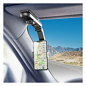 Cell Phone Holder for Car, Car Cellphone Mount Clip, 360°Rotatable Phone Holder for Car Sun Visor, Universal for iPhone 13/12 Pro, Pro Max, XS, Samsung, More Devices, Car Accessories (Black)