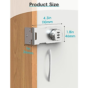 I-EASYDWW Cabinet Password Hasp Lock, Cabinet Keyless Lock with Screws, Cabinet Combination Lock for Small Door, Cabinets, Barn Door, Bathroom, Outdoor, Garage, Garden, Silver, 2 Pack