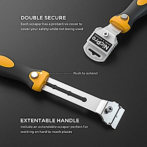 Nicpro 2 PCS Muti-Purpose Razor Blades Scraper Set With 20 Blades Industrial, Adjustable Handle, Cleaning Glass Window Wall Paint, Label Sticker Decal Removal