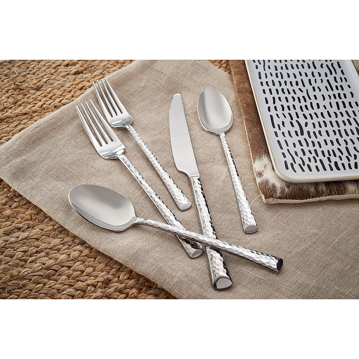 Hampton Forge Vale Hammered Flatware Set, 20 Piece, Silver