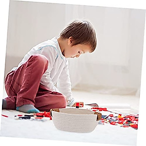 USHOBE Cotton Rope Storage Basket Blanket Baskets Baby Basket Kids Basket Nursery Clothes Basket Nursery Storage Baskets Woven Baskets for Storage Nursery Basket Desktop Basket White