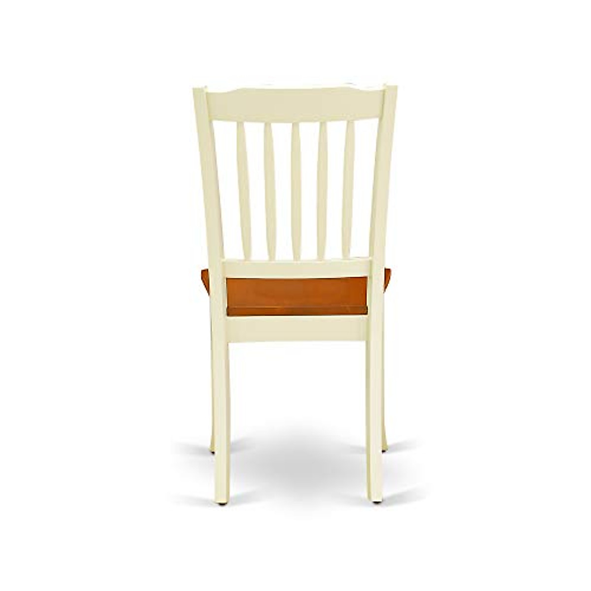 East West Furniture DODA7-BMK-W 7PC Rectangular 60/78 inch Table with 18 in Leaf and 6 Vertical slatted Chairs